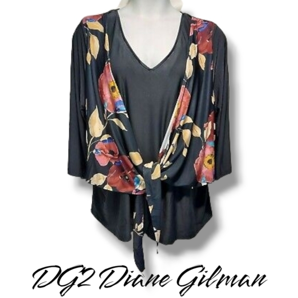 DG2 by Diane Gilman | Tops | Dg2 By Diane Gilman Liquid Jersey Tiefront ...